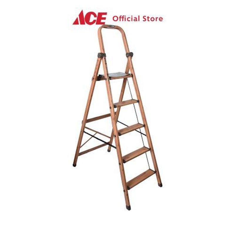 ACE - Fixsteps Tangga Aluminium Slim Wood 5 Steps 1.6 Mtr