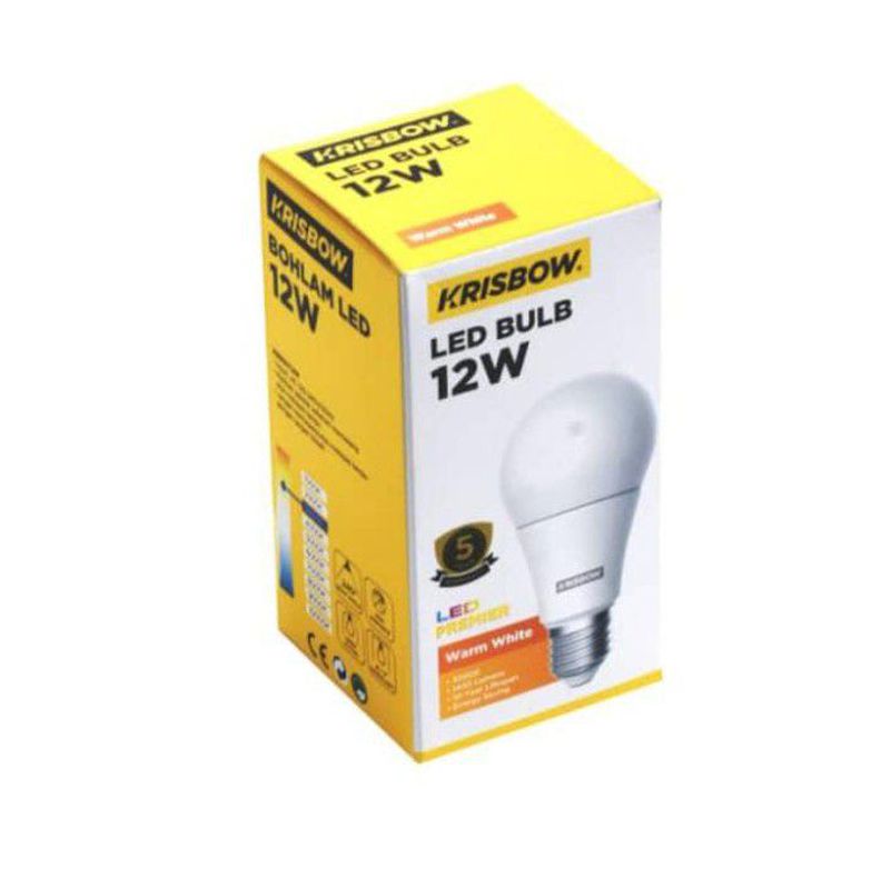 Lampu Kuning Krisbow Premier Bohlam LED 12 Watt Warm White-Kuning