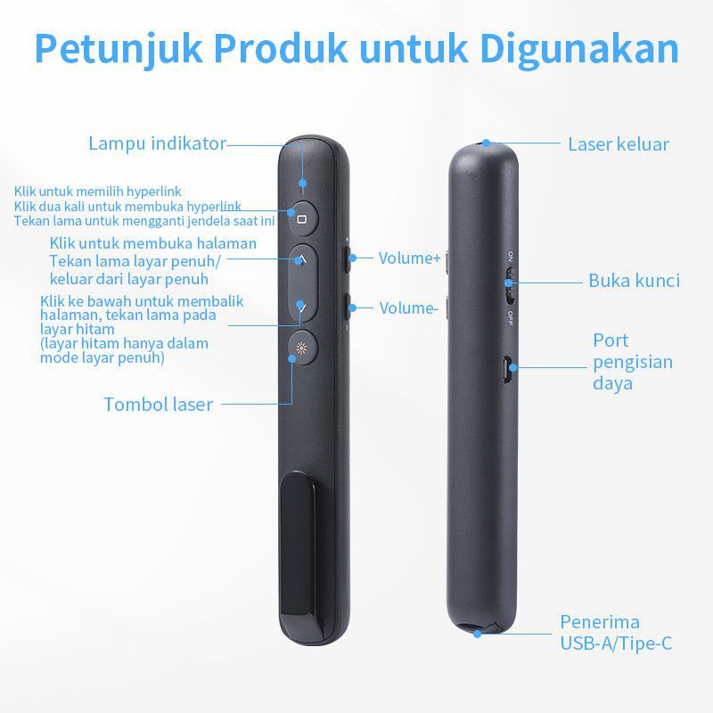 Laser pointer pen wireless presenter voice control - Rechargeable