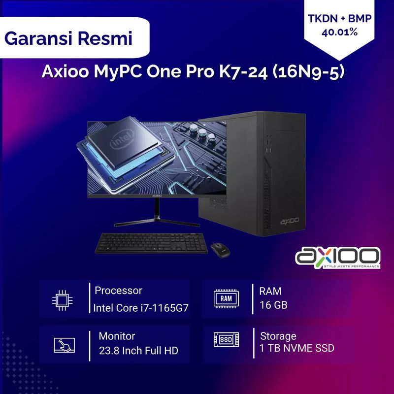 PC AIO Axioo MyPC One Pro K7-24 (16N9-5) i7 16GB 1TB 23.8" - TKDN RESMI
