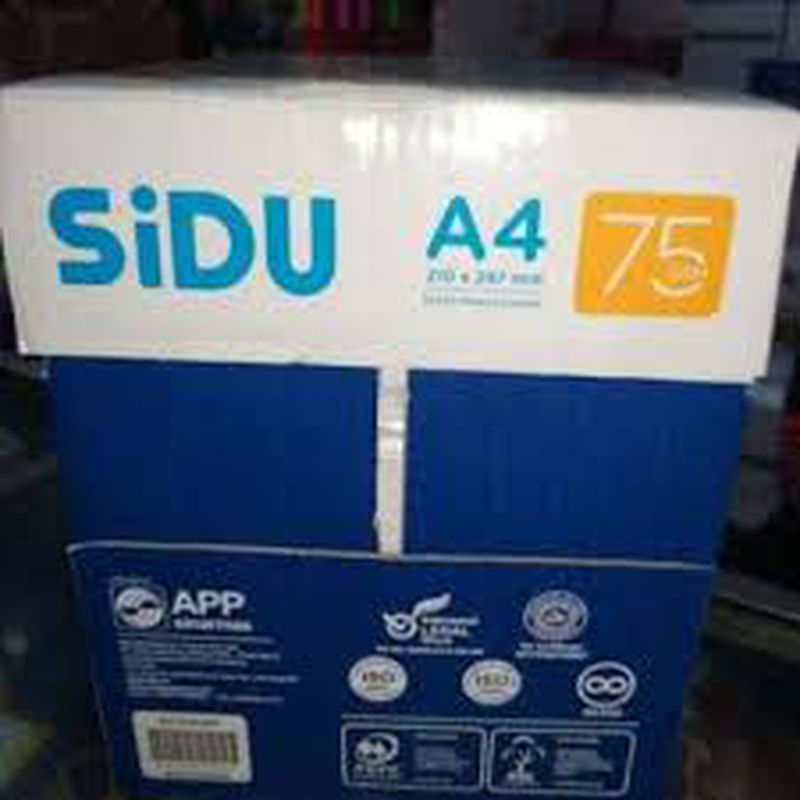 1 BOX KERTAS HVS A4 MERK SIDU 75 GSM