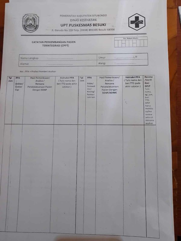Catatan Perkembangan Pasien Terintegrasi (CPPT)