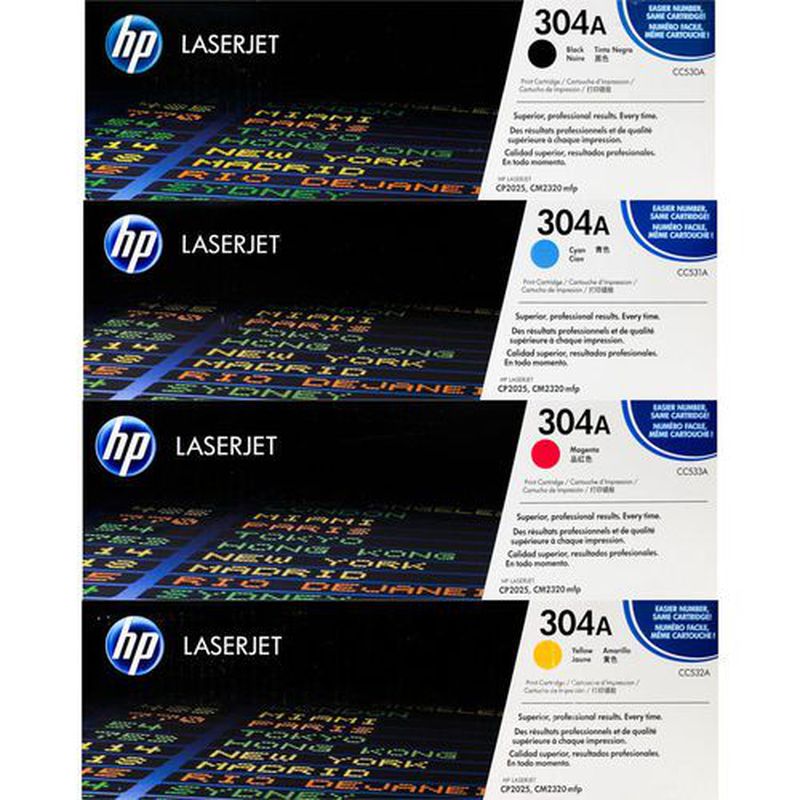 HP 304A Black & Colour Original LaserJet Toner / Tinta Cartridge - Kuning
