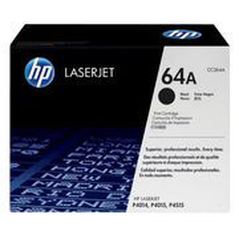 HP 64A Black Original LaserJet Toner Cartridge, CC364A