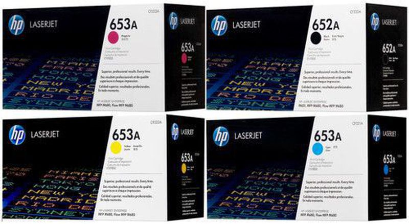 HP 652A Black & 653A Colour (C,M,Y) Original LaserJet Toner Cartridge ...