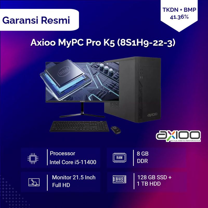 PC Desktop Axioo MyPC Pro K5 (8S1H9-22-3) i5-11400 8GB 128GB+1TB - TKDN ...