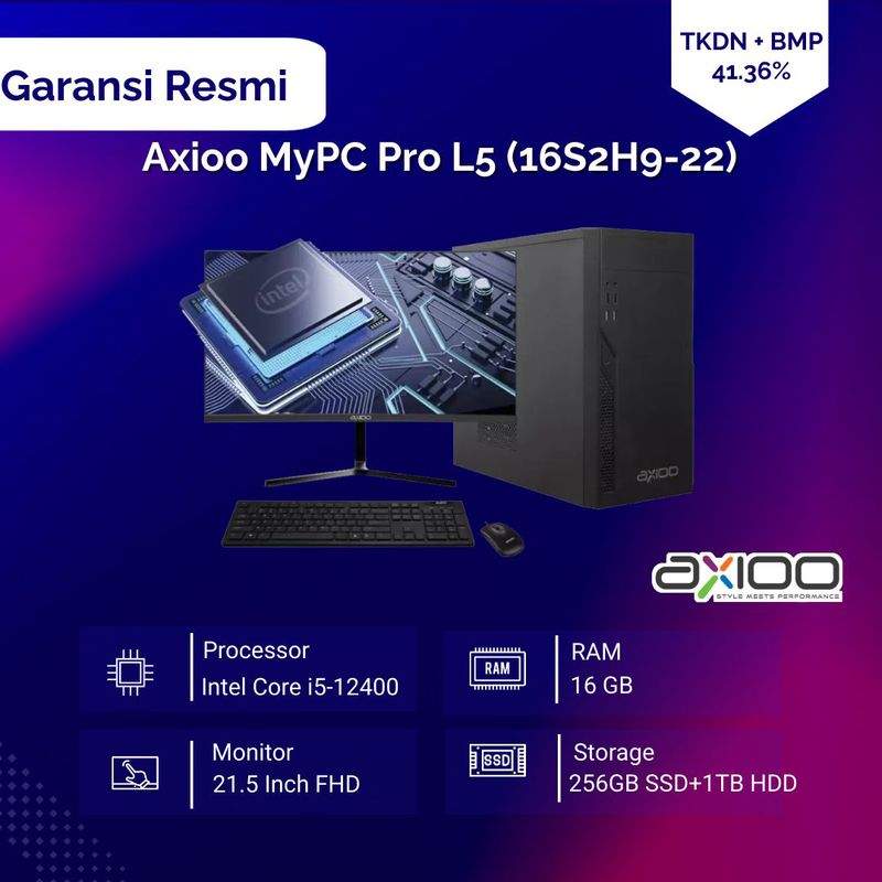 PC Desktop Axioo MyPC Pro L5 (16S2H9-22) i5 16GB 1TB 21.5" FHD - TKDN RESMI