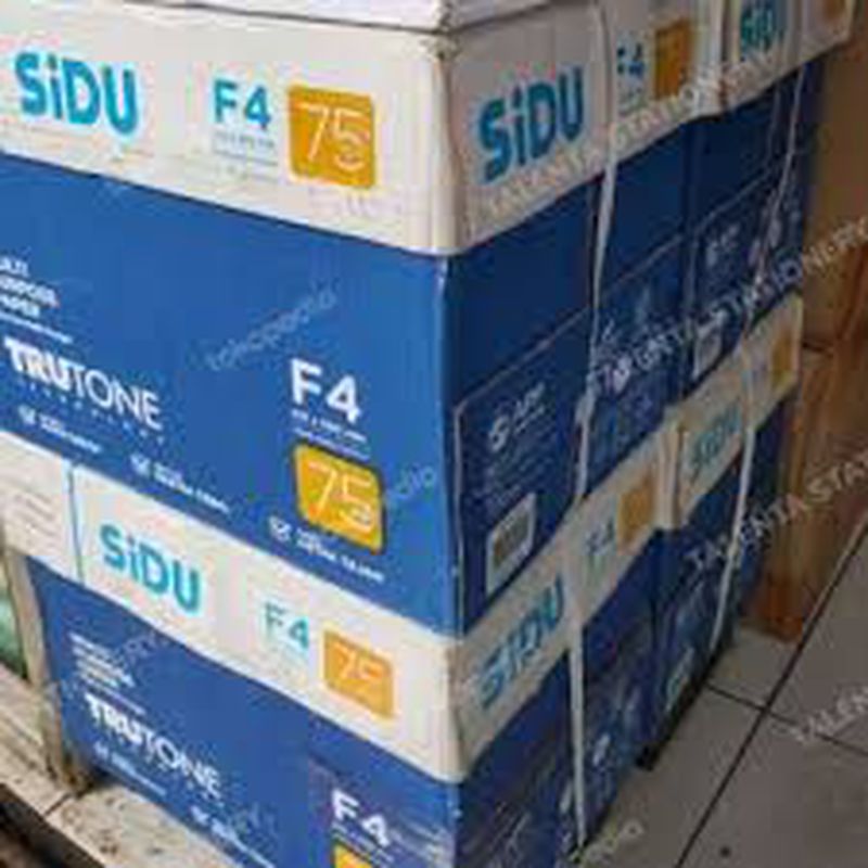 1 BOX KERTAS HVS F4 MERK SIDU 75 GSM