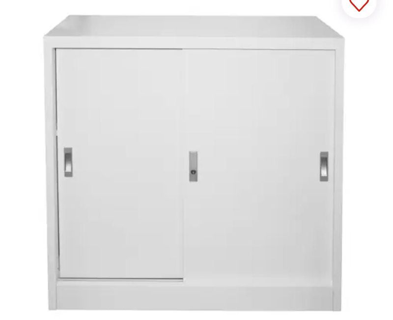 Kabinet Kantor Metal Pintu Geser Low - Putih