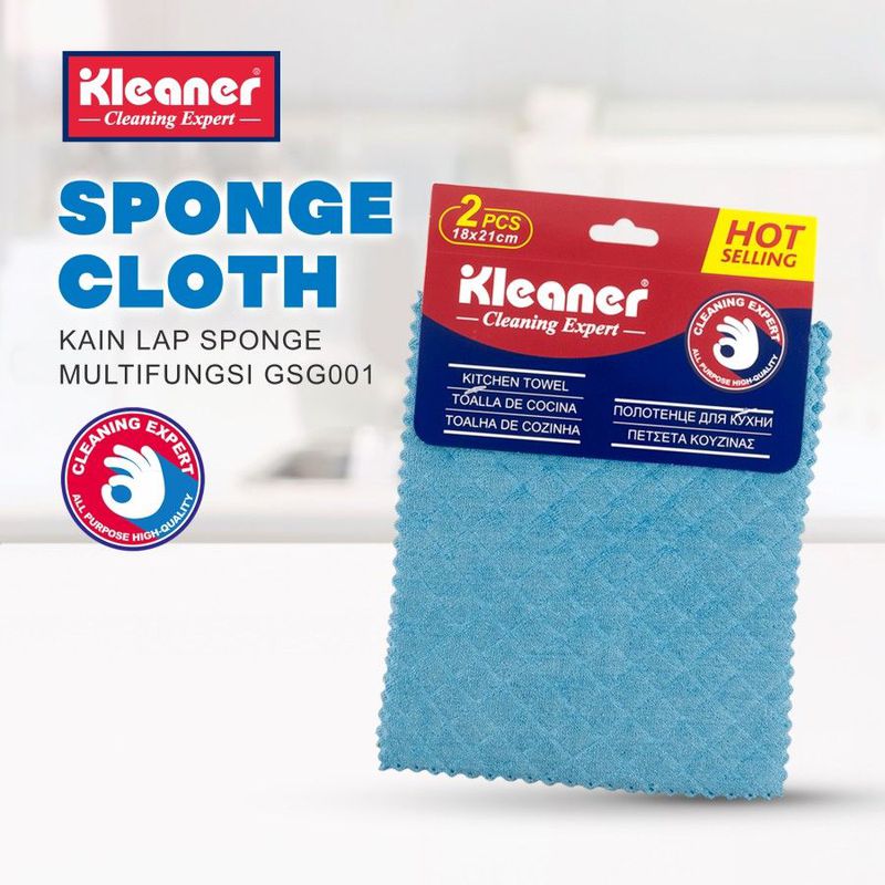 Kleaner Kain Lap Microfiber Sponge isi 2 pcs
