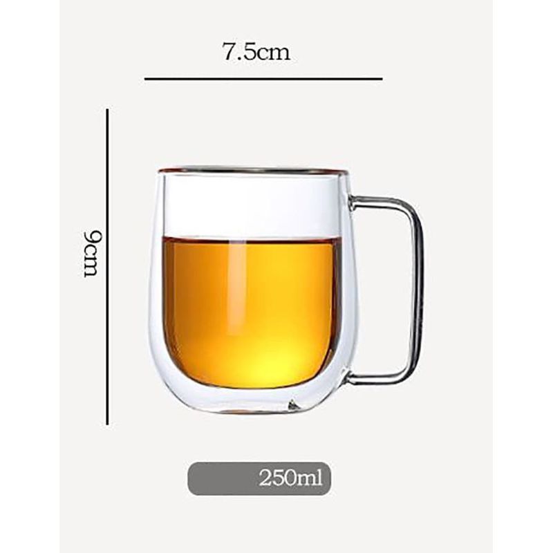 Gelas Double Wall Anti Panas Insulated Cup 250ml Gelas 2 Lapis Kuping