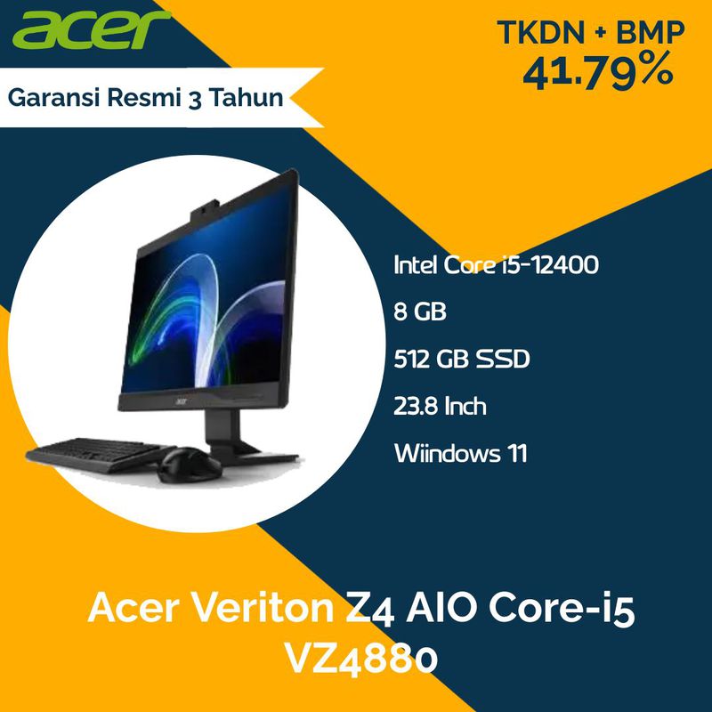 PC AIO Acer Veriton Z4 (VZ4880/0032) i5 8GB 512GB 23.8" - TKDN RESMI