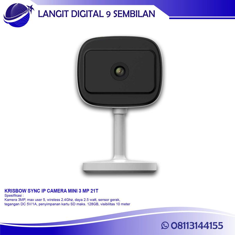 KRISBOW SYNC IP CAMERA MINI 3MP 21T