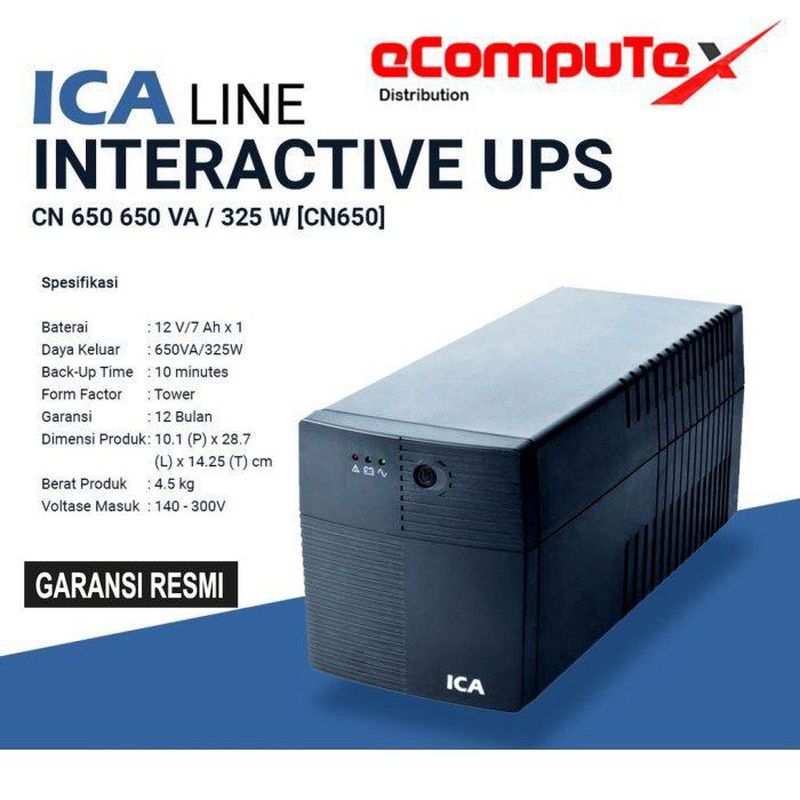 UPS ICA CN-650 CN650 650VA / 325 WATT LINE INTERACTIVE - TKDN RESMI