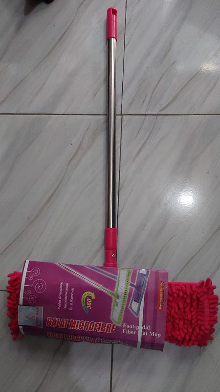 fiber flat mop - Merah