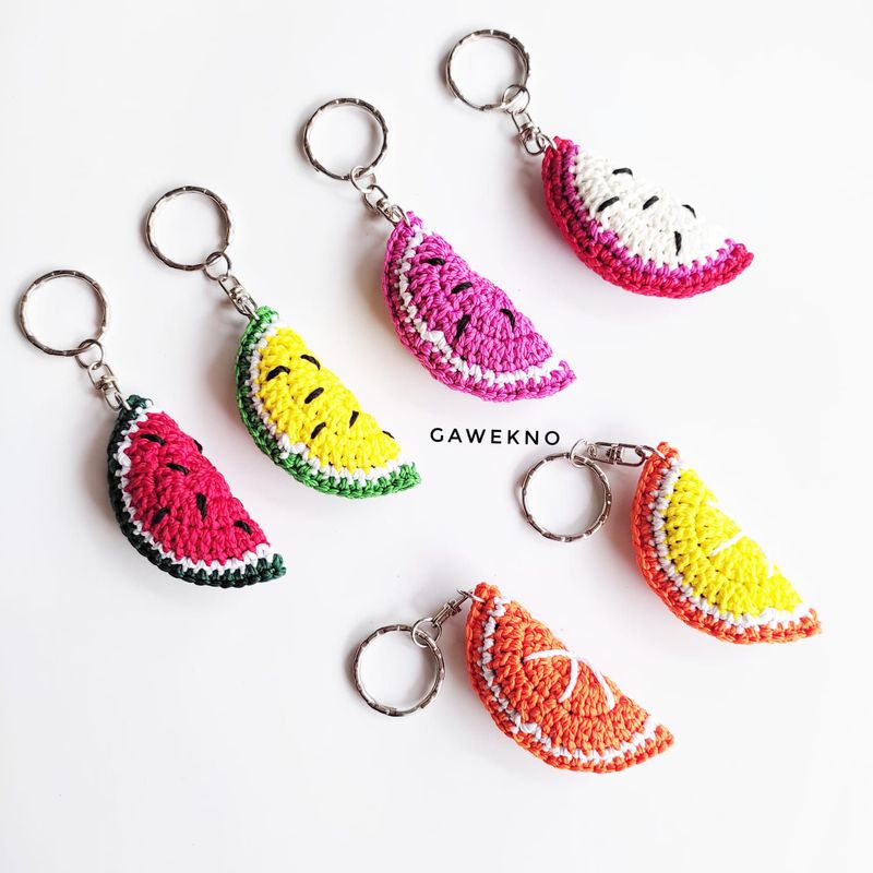 gantungan kunci slice buah rajut / amigurumi potongan buah