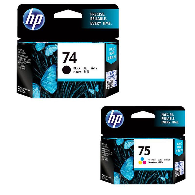 HP 74 Black & 75 Tri Color Ink Cartridge - Tri Color