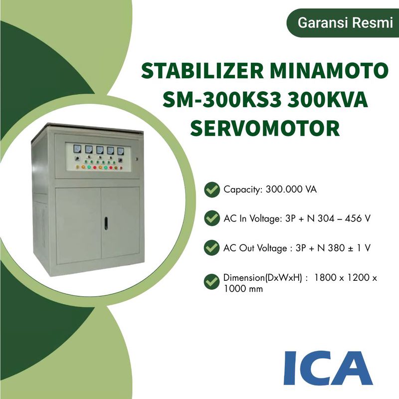 STABILIZER MINAMOTO SERVOMOTOR SM-300KS3 300KVA - GARANSI RESMI