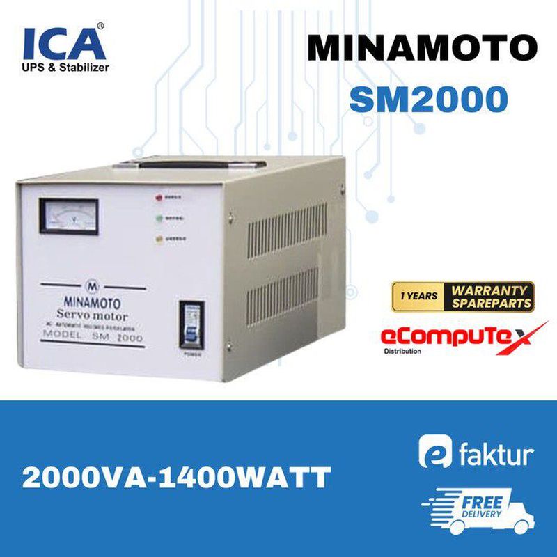 STABILIZER MINAMOTO SM-2000 SM2000 / 2000VA 1400WATT SERVOMOTOR ...