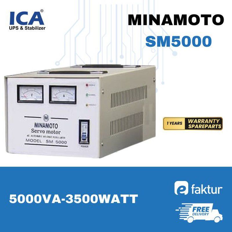 STABILIZER MINAMOTO SM-5000 SM5000 / 5000VA SERVOMOTOR - GARANSI RESMI