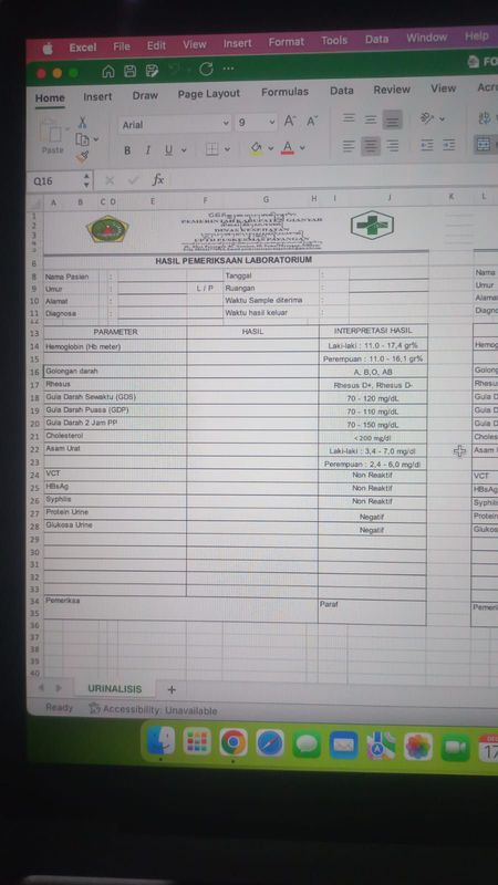 FORM HASIL PEMERIKSAAN LABORATORIUM