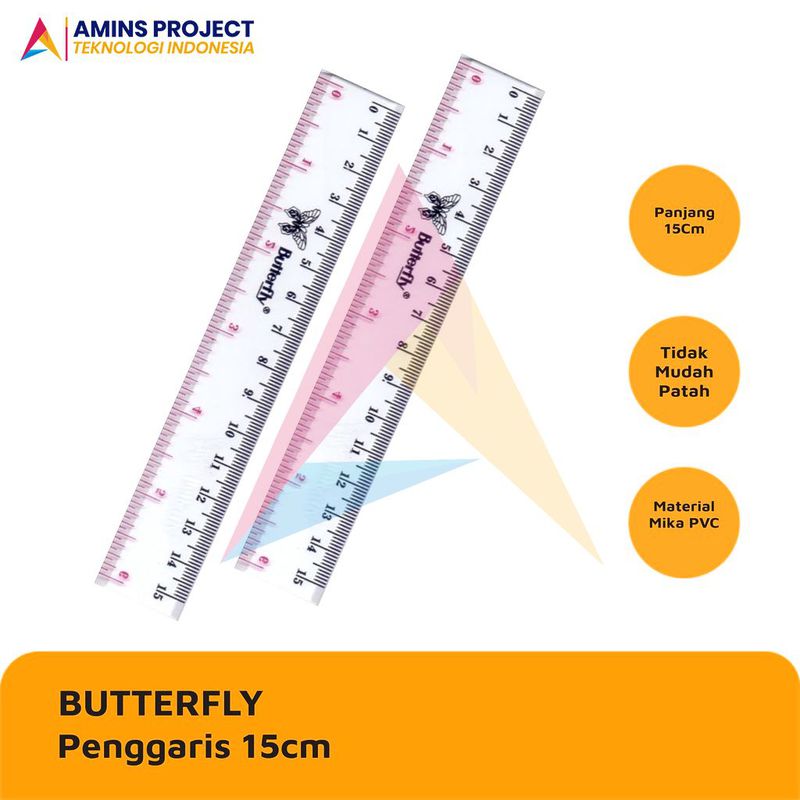 PENGGARIS / GARISAN BUTTERFLY 15 CM MIKA PVC (1 PCS) MURAH