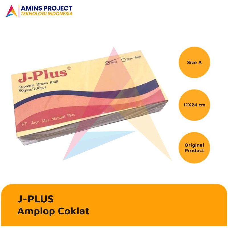AMPLOP COKLAT KRAFT (A) J-PLUS SEAL 80 GSM 100 LEMBAR