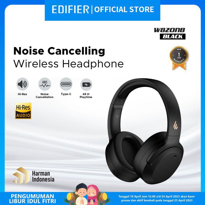 Edifier W820NB - Active Noise Cancelling Bluetooth Stereo Headphones