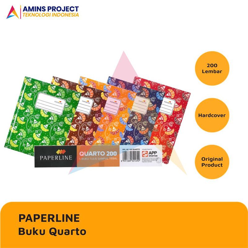 BUKU TULIS KWARTO KUARTO QUARTO HARDCOVER ISI 200 LEMBAR PAPERLINE