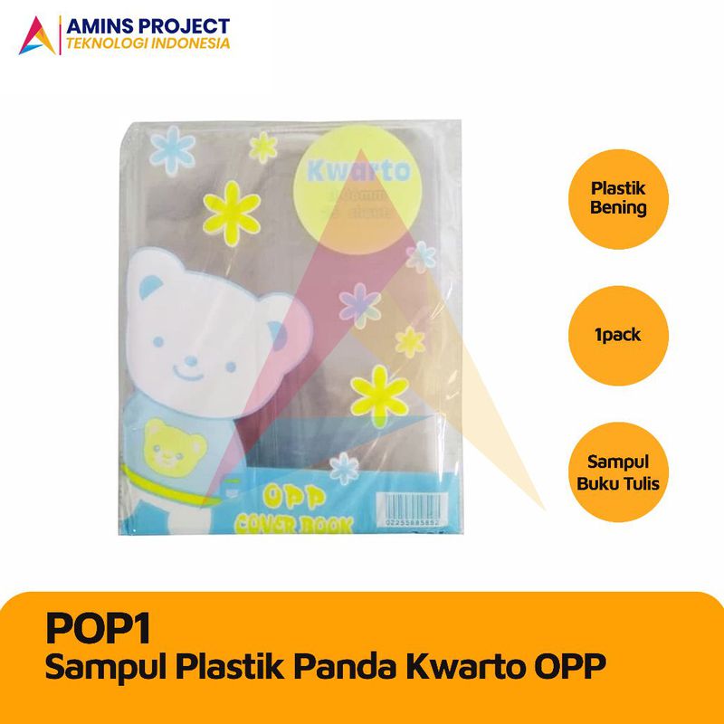POP 1 SAMPUL PANDA PLASTIK BENING BUKU TULIS KWARTO OPP