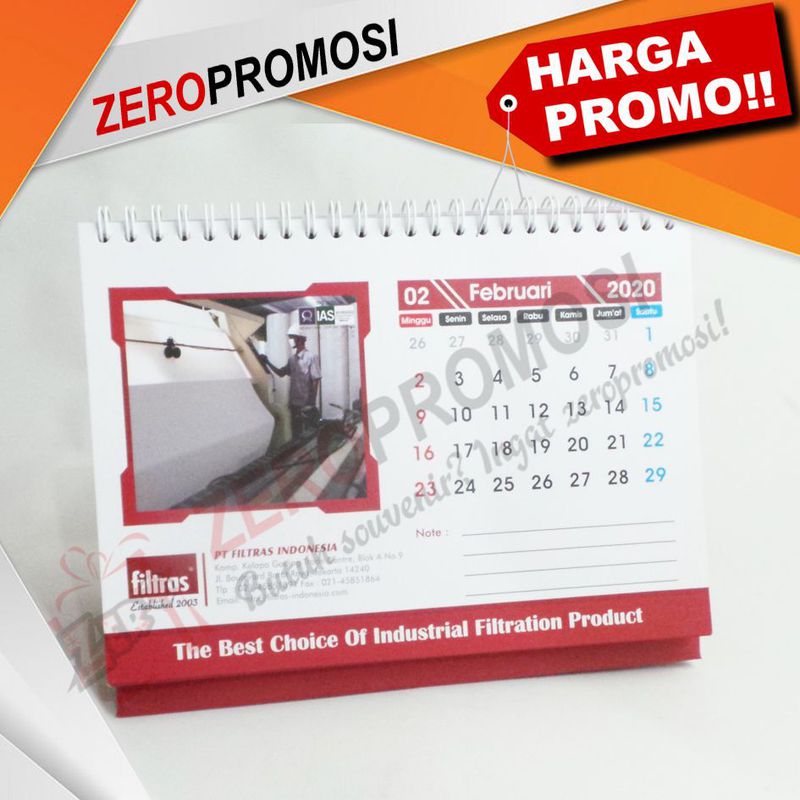 Cetak Kalender Meja Landscape Tahun Baru Custom 2024