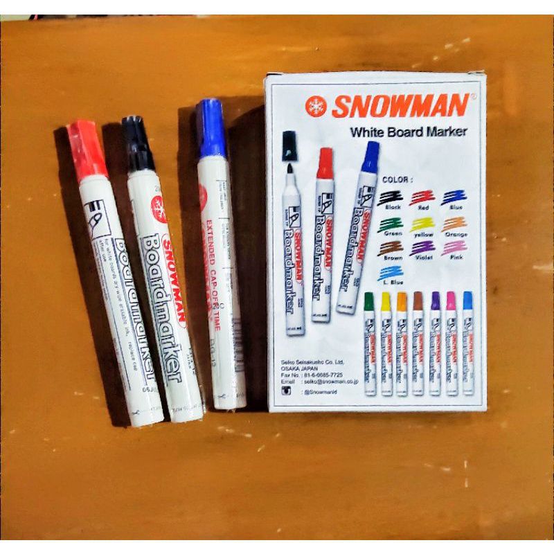 Spidol Snowman Board Marker Warna Hitam, Merah dan Biru - Biru