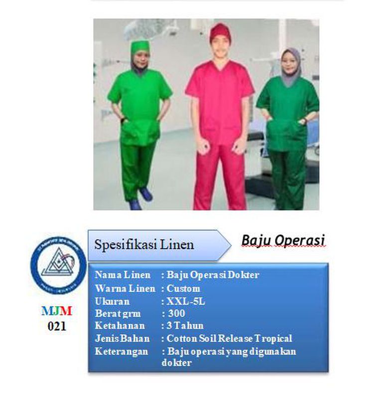 BAJU OPERASI ( XXL- 5L ) - Custom