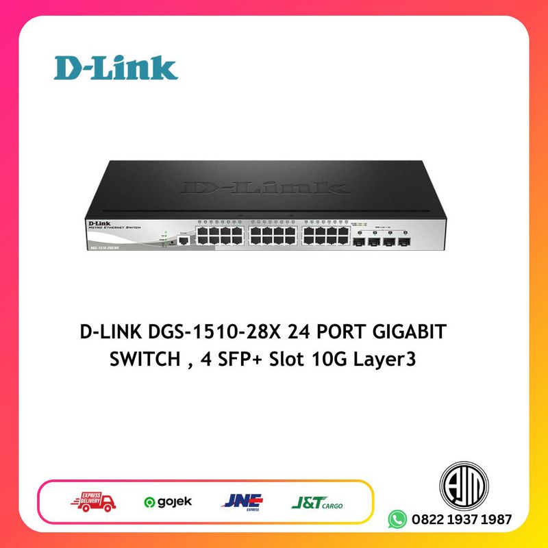 D-LINK DGS-1510-28X 24 PORT GIGABIT SWITCH , 4 SFP+ Slot 10G Layer3