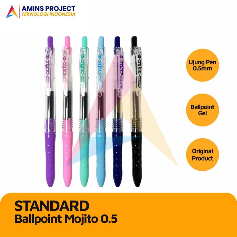 BOLPEN / BALLPOINT / PULPEN STANDARD MOJITO 0.5 MM (1 PAK) MURAH