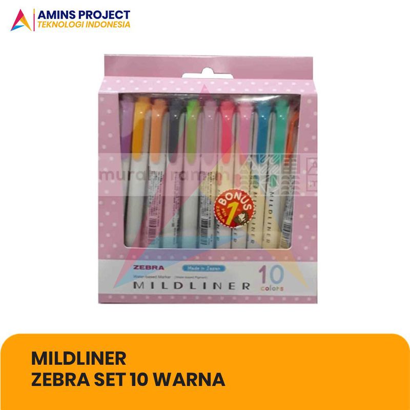 MILDLINER ZEBRA SET 10 WARNA + FREE 1 MURAH