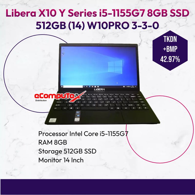 Laptop Libera X10 Y Series i5-1155G7 8GB SSD 512GB (14) W10 PRO 3-3-0 ...