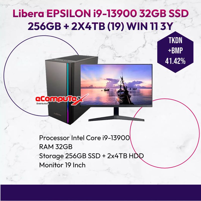 PC Server Libera Epsilon I9-13900 32GB SSD 256GB + 2X4TB (19) WIN 11 3Y ...