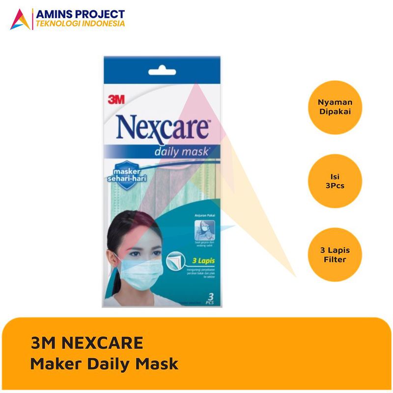 MASK / MASKER NEXCARE 3M M-20 DAILY EARLOOP SURGICAL (ISI 3)