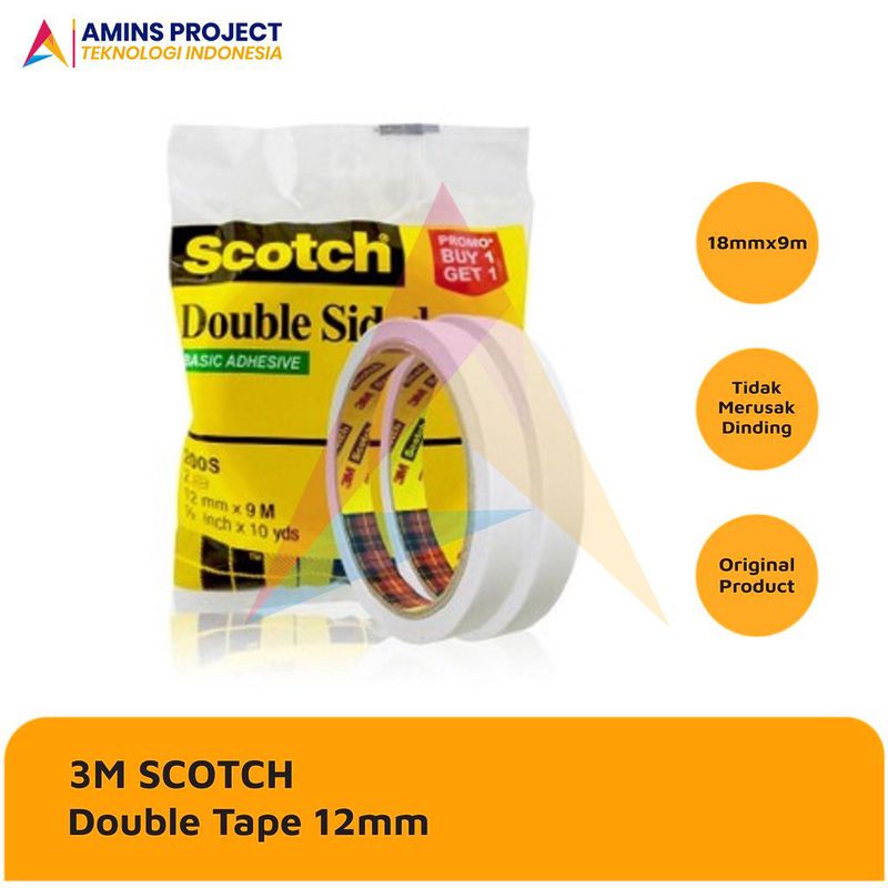 ISOLASI DOUBLE TAPE 3M SCOTCH 200S 12MM MURAH