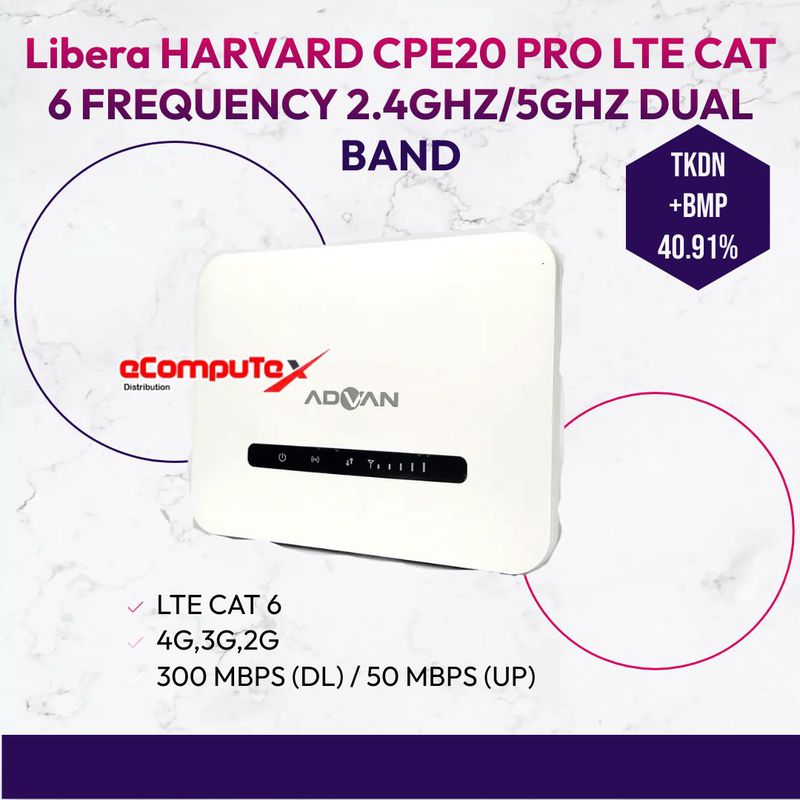 ADVAN HARVARD CPE20 PRO LTE CAT 6 FREQUENCY 2.4GHZ/5GHZ DUAL BAND ...