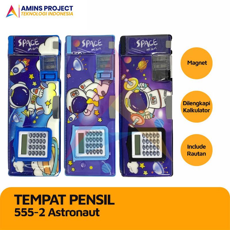 PENCIL CASE / TEMPAT PENSIL MAGNET MOTIF ASTRONAUT 555-2 (1 PCS)