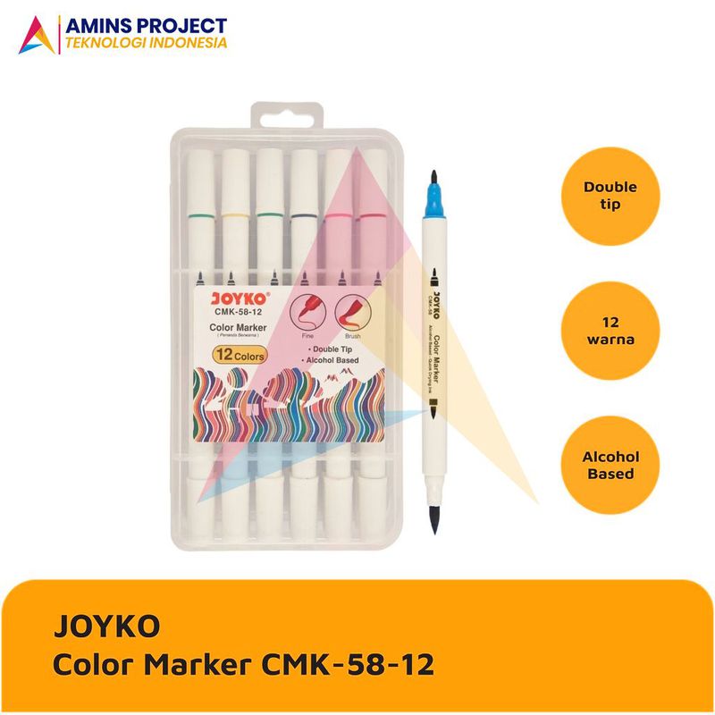 COLOR MARKER / SPIDOL WARNA JOYKO DUAL TIP CMK-58 (12 WARNA) MURAH