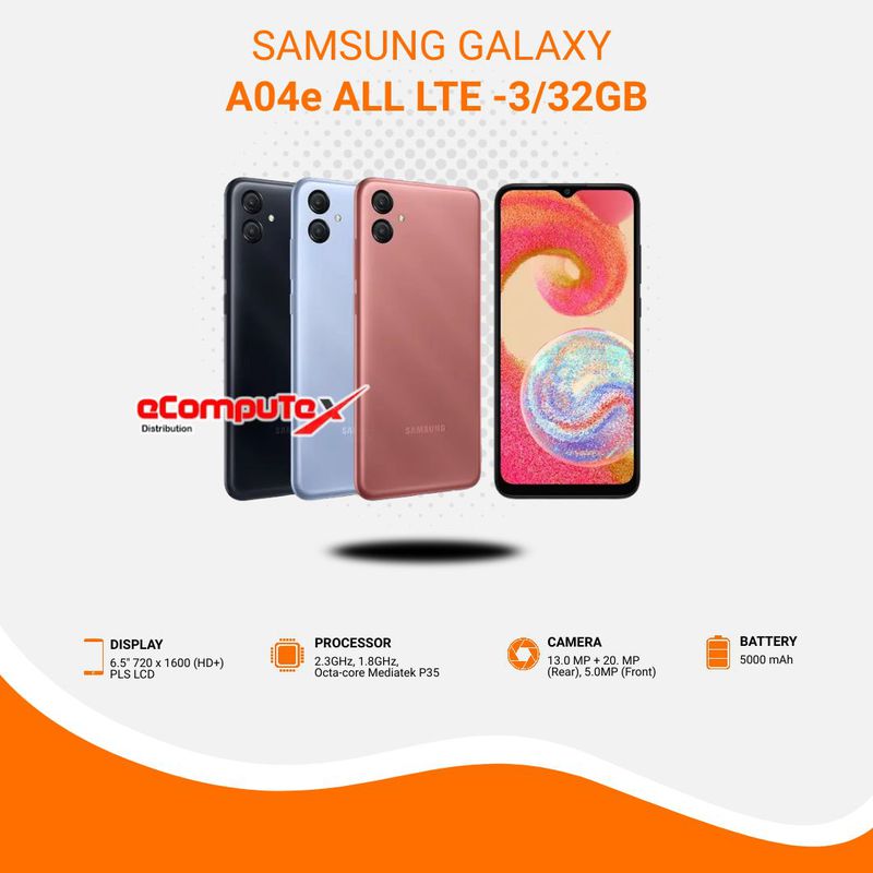 Handphone Samsung Galaxy A04e ALL LTE - 3/32GB - TKDN RESMI