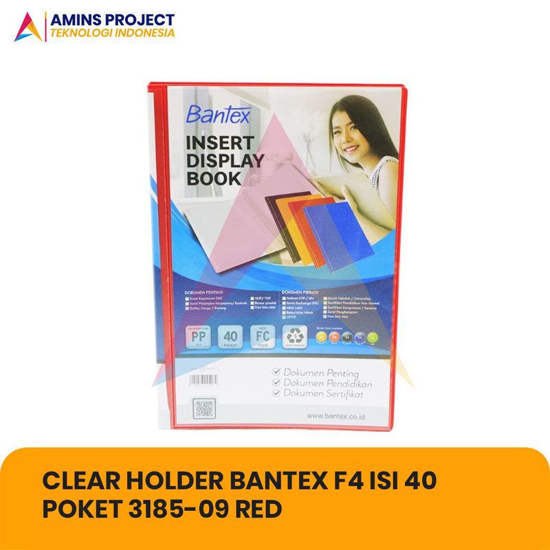 DOKUMEN KEEPER / CLEAR HOLDER BANTEX F4 ISI 40 POKET 3185-09 RED