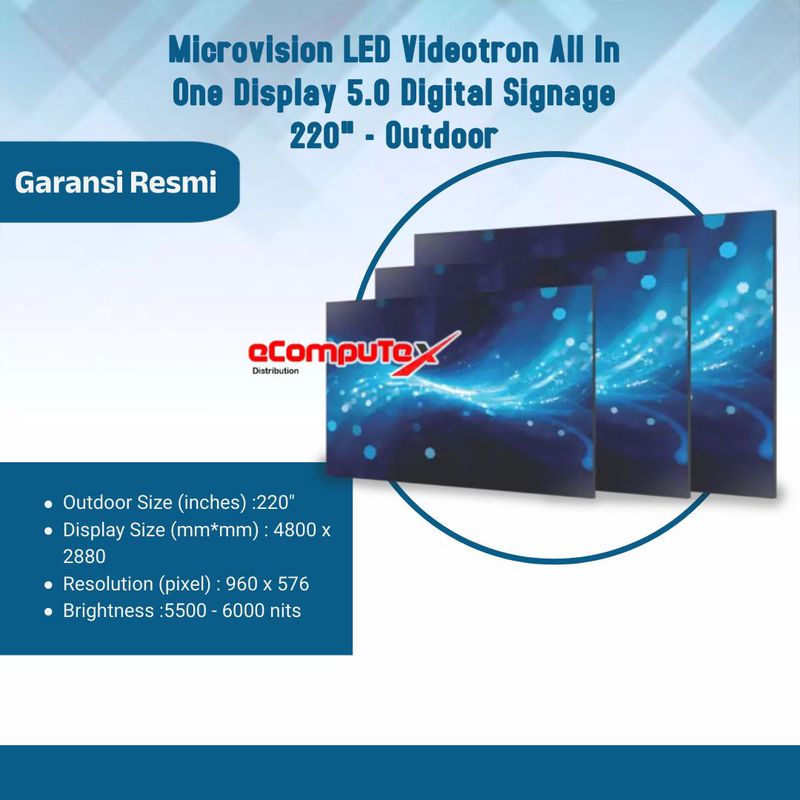 Microvision LED Videotron All In One Display 5.0 Digital Signage 220" - Outdoor - GARANSI RESMI