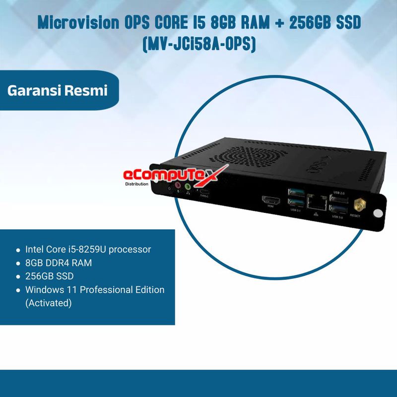 Microvision OPS CORE I5 8GB RAM + 256GB SSD (MV-JCi58A-OPS) - GARANSI RESMI