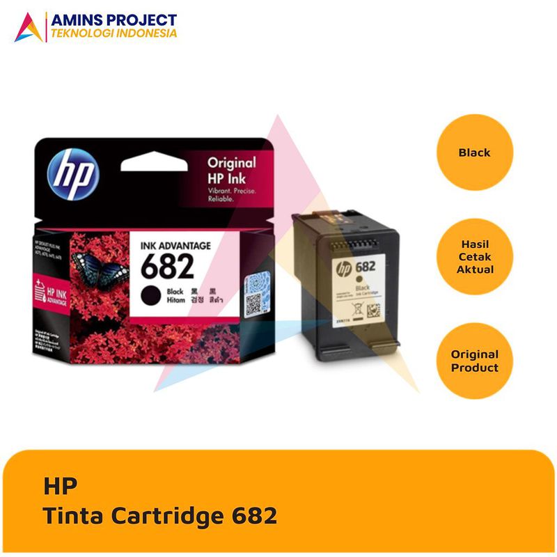 TINTA CARTRIDGE HP 682 WARNA HITAM ORIGINAL