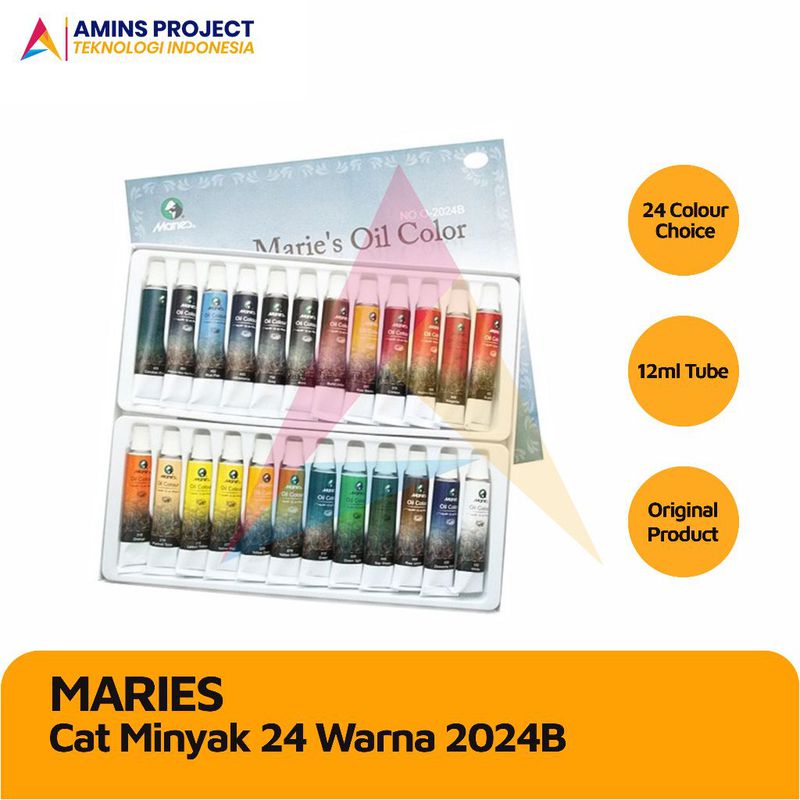 CAT MINYAK MARIES / OIL COLOUR 24 WARNA 12 ML 2024B