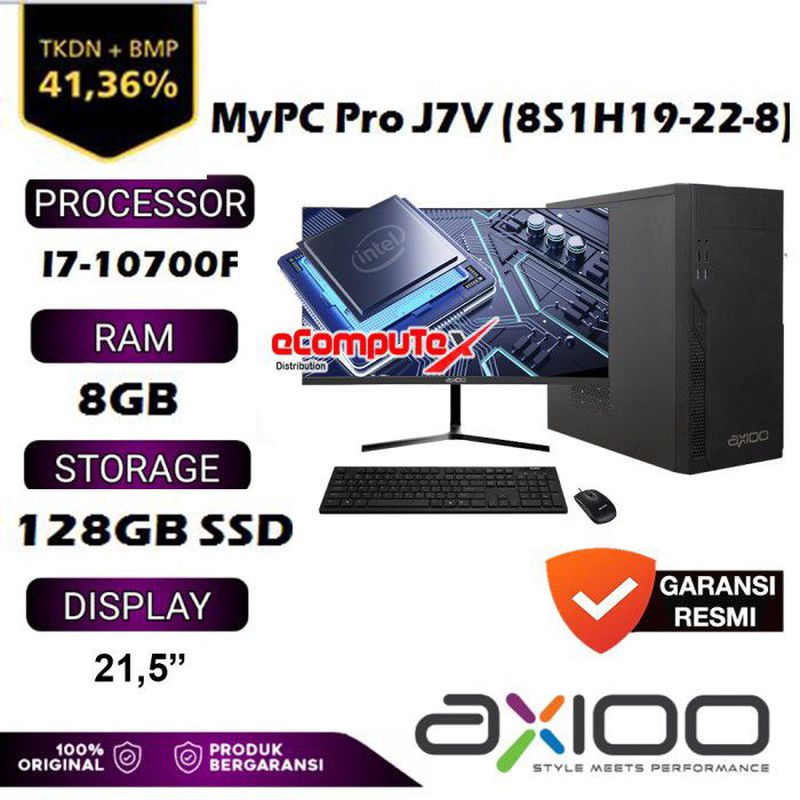 PC AIO Axioo MyPC Pro J7V (8S1H19-22-8) i7-10700F 8GB 128+2TB 22